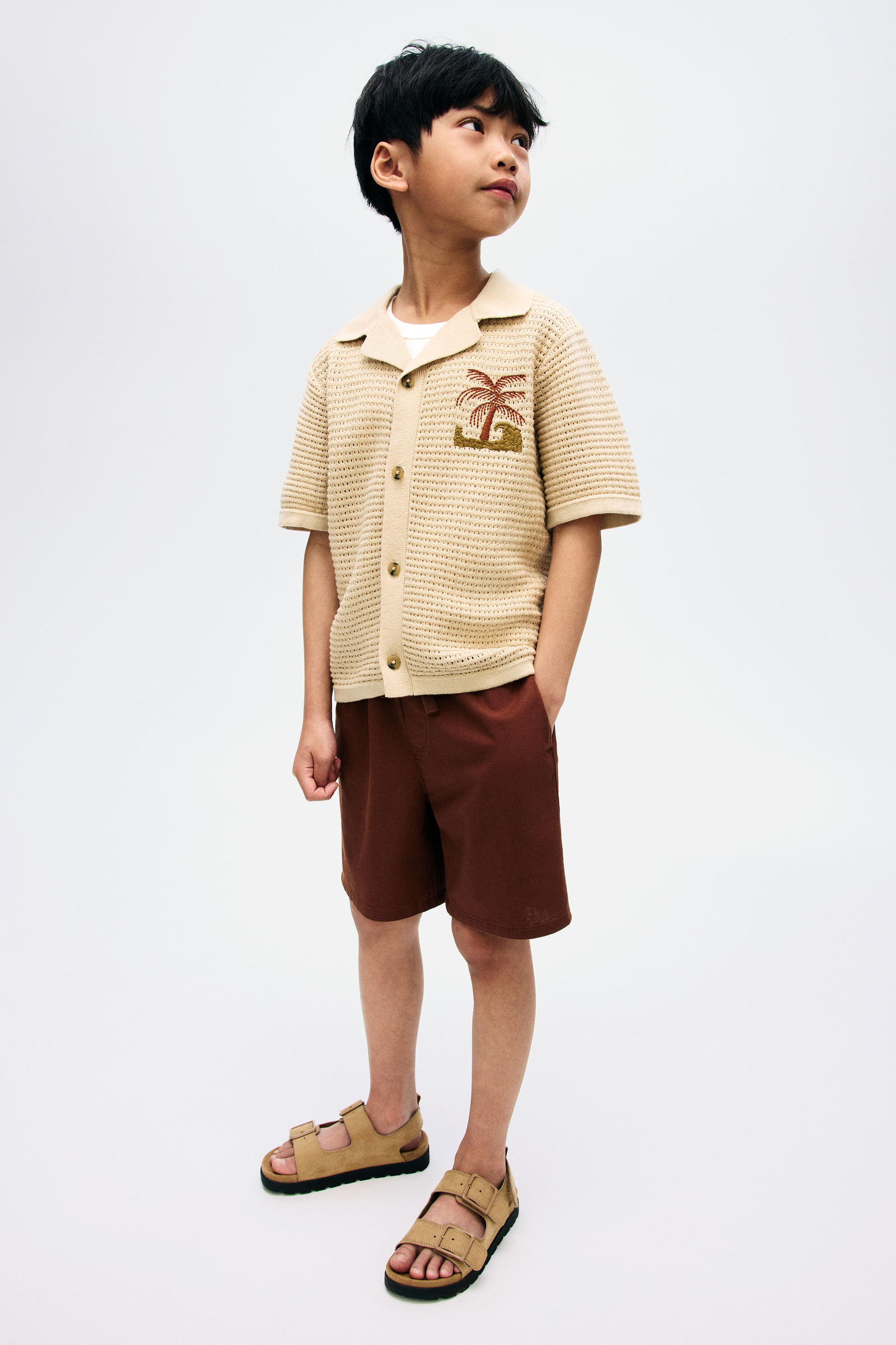 Linen-blend shorts - H&M EC